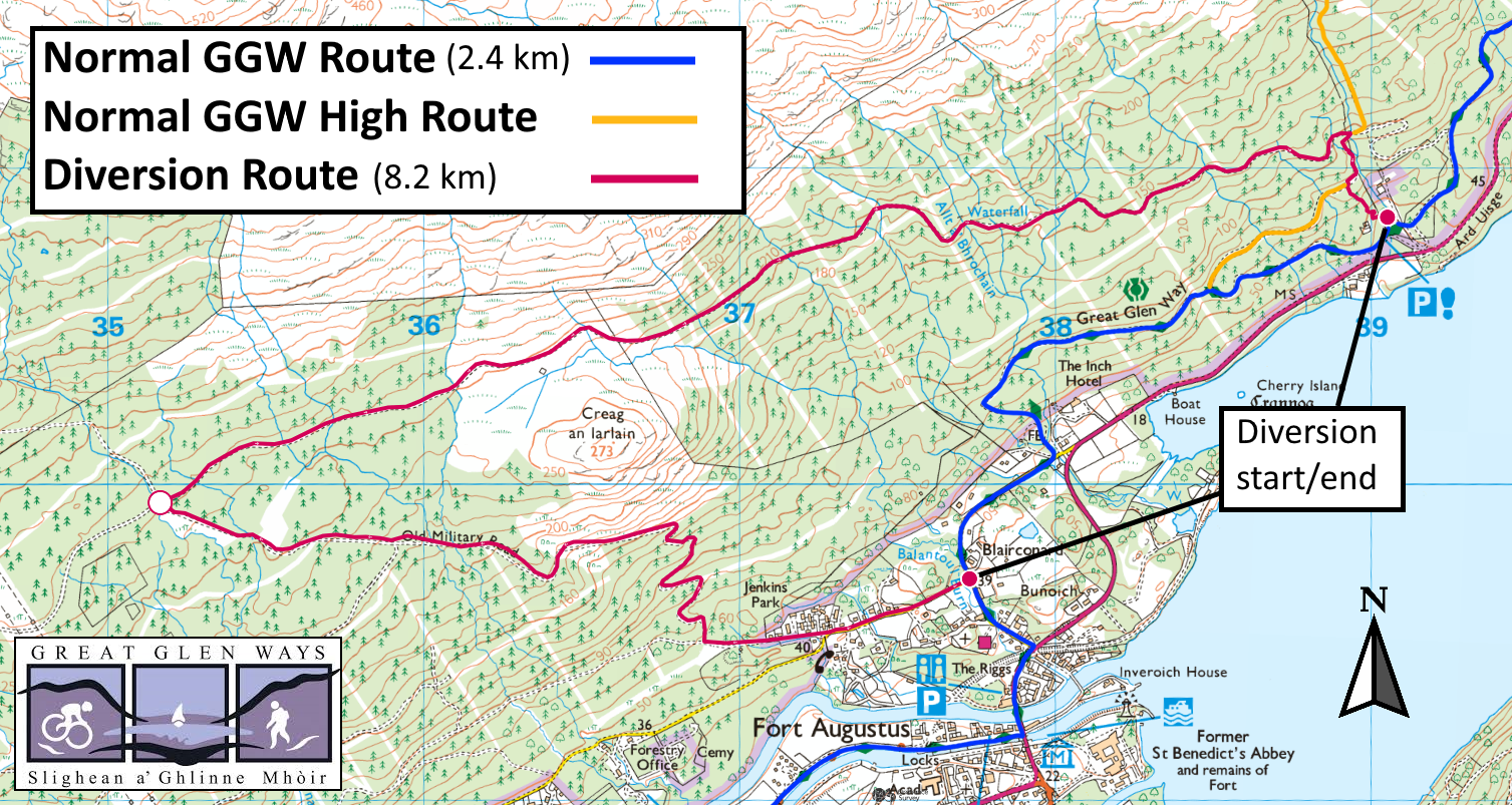 Route Diversion - North of Fort Augustus - Great Glen Way